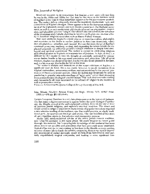 (PDF) Arthur Green, “Review of ‘Hasidism: Between Ecstacy and Magic ...