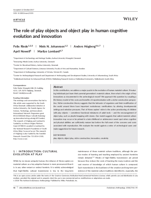 (PDF) The role of play objects and object play in human cognitive ...