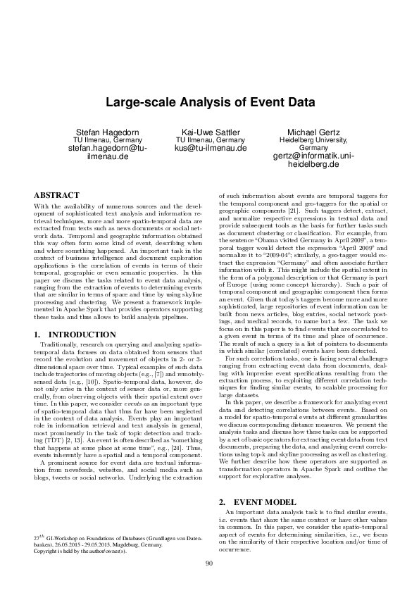 (PDF) Large-scale Analysis of Event Data | Kai-Uwe Sattler - Academia.edu