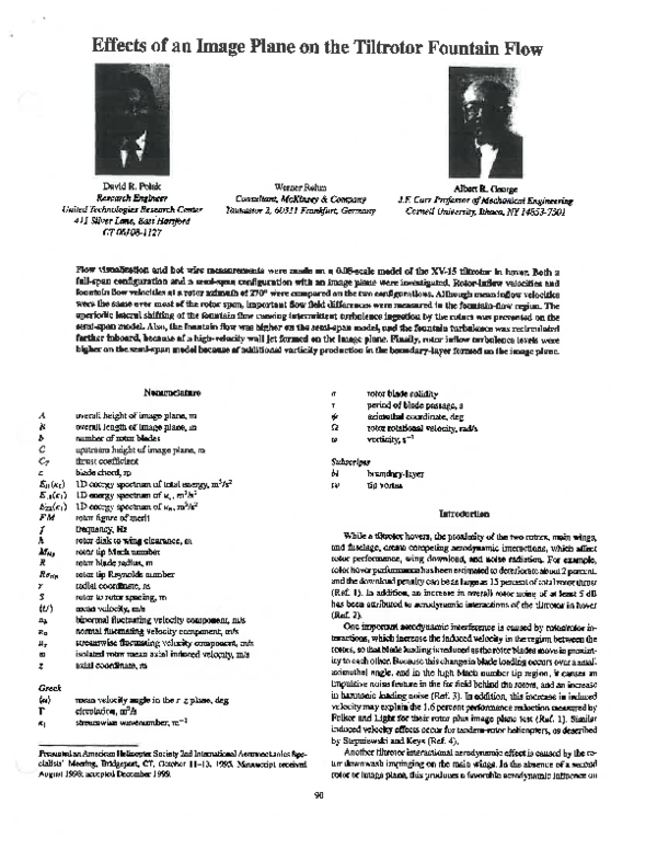 (PDF) Effects of an image plane on the tiltrotor fountain flow