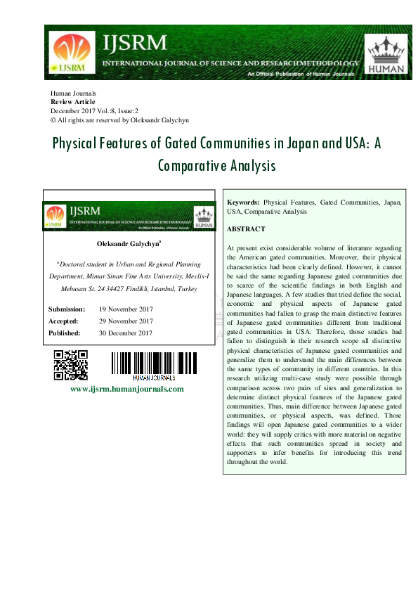 (PDF) Physical Features of Gated Communities in Japan and USA: A ...