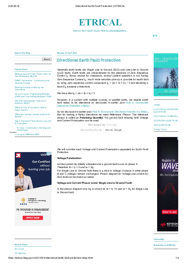 (PDF) Directional Earth Fault Protection ETRICAL
