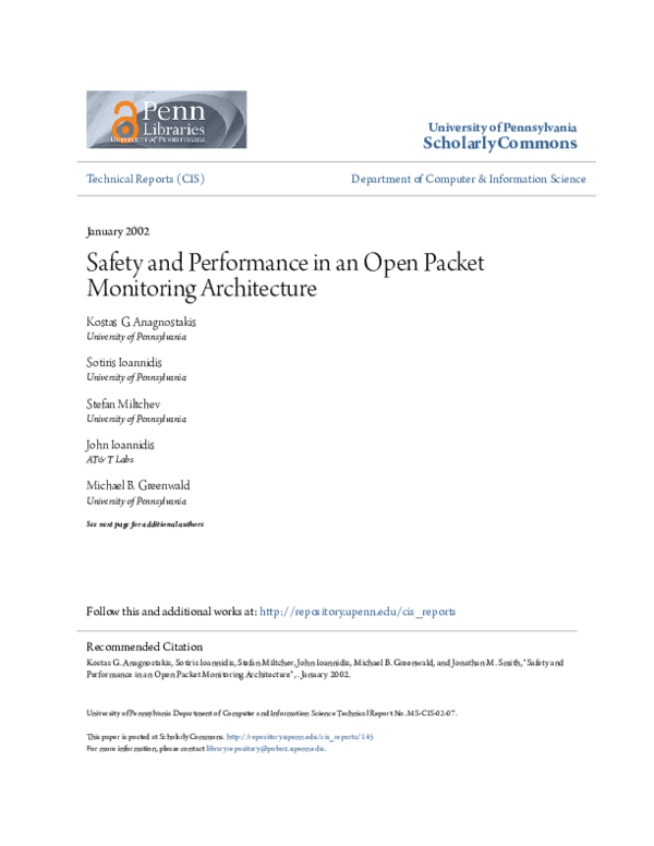 (PDF) Safety and Performance in an Open Packet Monitoring Architecture