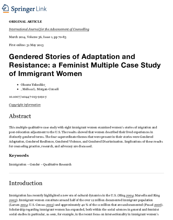 (PDF) Gendered Stories of Adaptation and Resistance: a Feminist ...