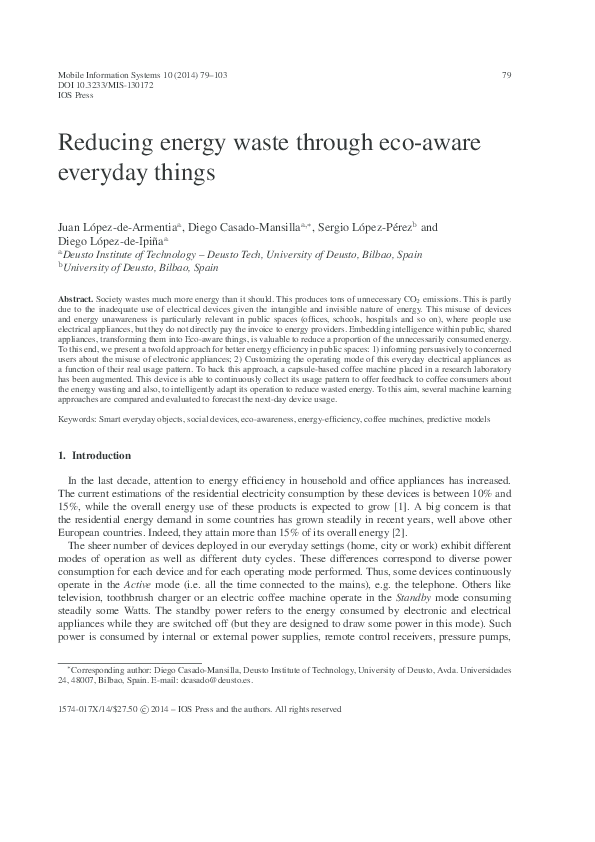 (PDF) Reducing Energy Waste through Eco-Aware Everyday Things