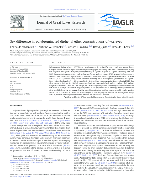 Pdf Sex Difference In Polybrominated Diphenyl Ether Concentrations Of