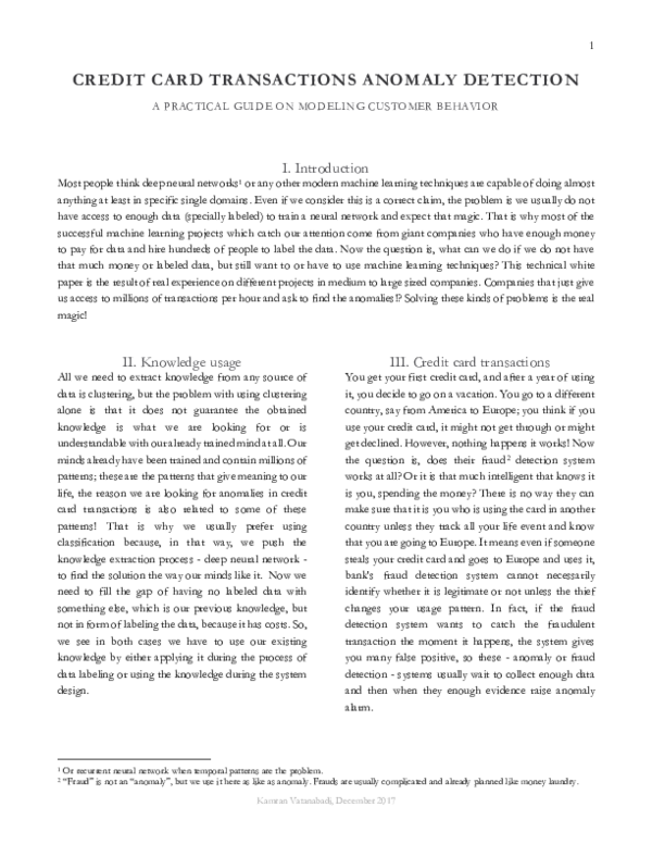 (PDF) CREDIT CARD TRANSACTIONS ANOMALY DETECTION