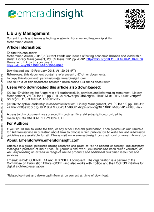 (PDF) Library Management Current trends and issues affecting academic ...