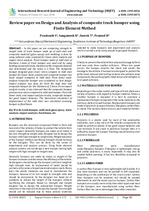 (PDF) Review paper on Design and Analysis of composite truck bumper using Finite Element Method ...