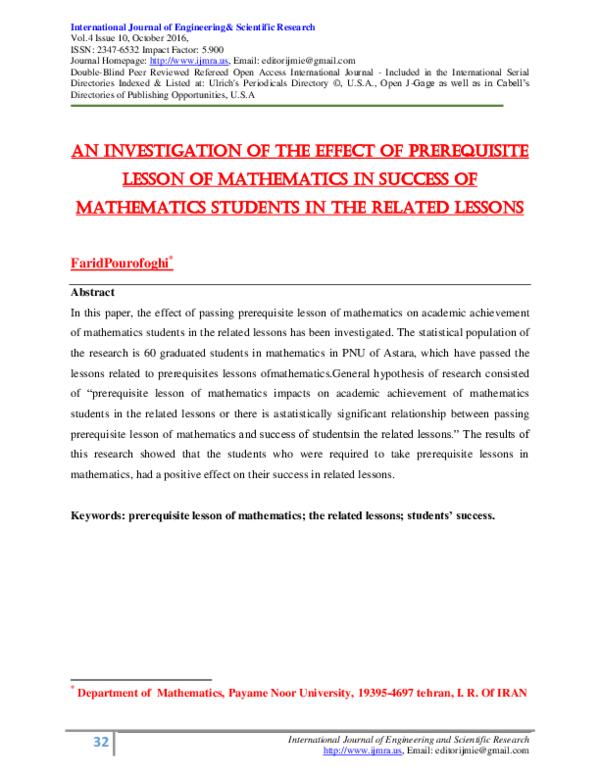 (PDF) An investigation of the effect of prerequisite lesson of ...
