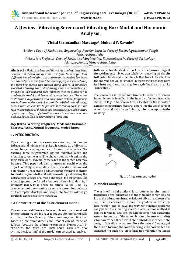 (PDF) A Review -Vibrating Screen and Vibrating Box: Modal and Harmonic ...