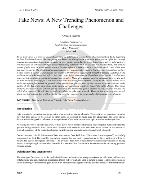 (PDF) Fake_News__A_New_Trending_Phenomenon_and_Challenges_ijariie7002.pdf