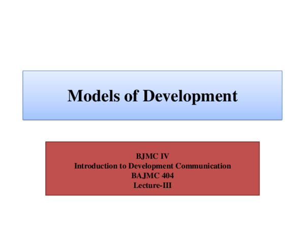 (PPT) models of Development I.ppt