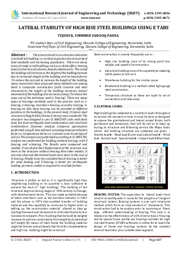 (PDF) LATERAL STABILITY OF HIGH RISE STEEL BUILDINGS USING E TABS
