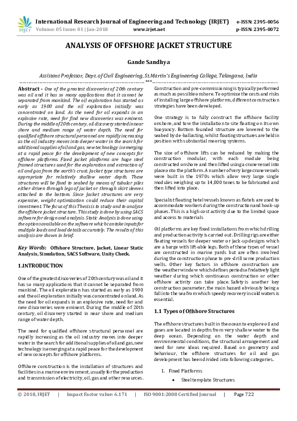 (PDF) ANALYSIS OF OFFSHORE JACKET STRUCTURE