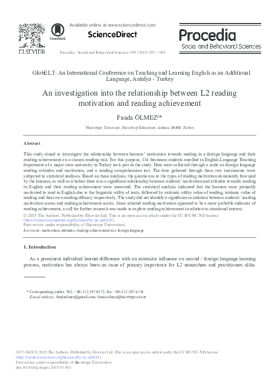 (PDF) An investigation into the relationship between L2 reading motivation and reading achievement