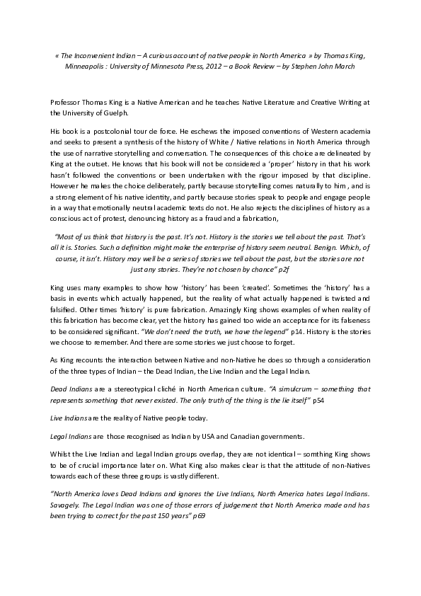 (DOC) The Inconvenient Indian Book Review.doc