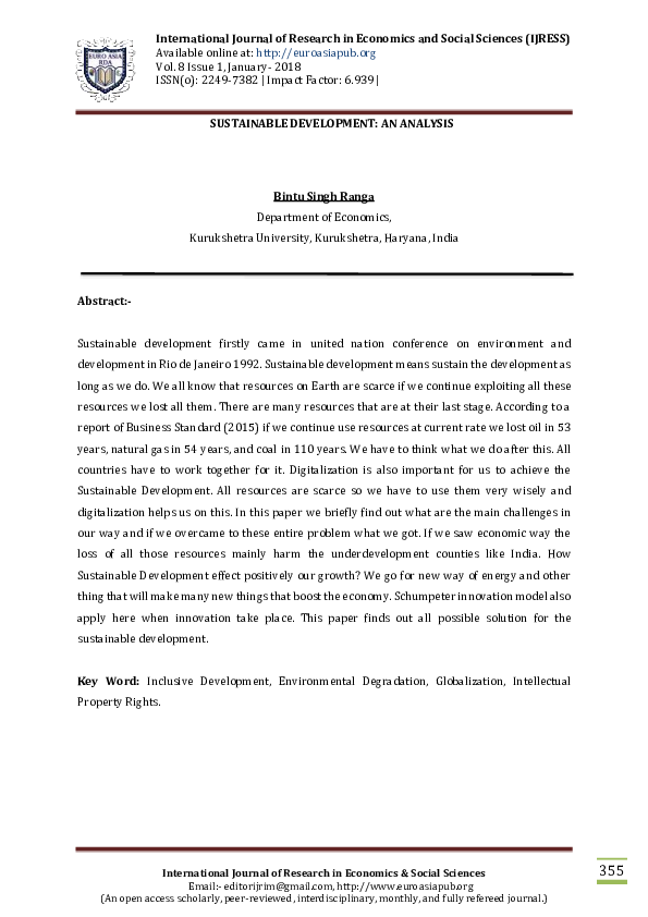 (PDF) SUSTAINABLE DEVELOPMENT: AN ANALYSIS