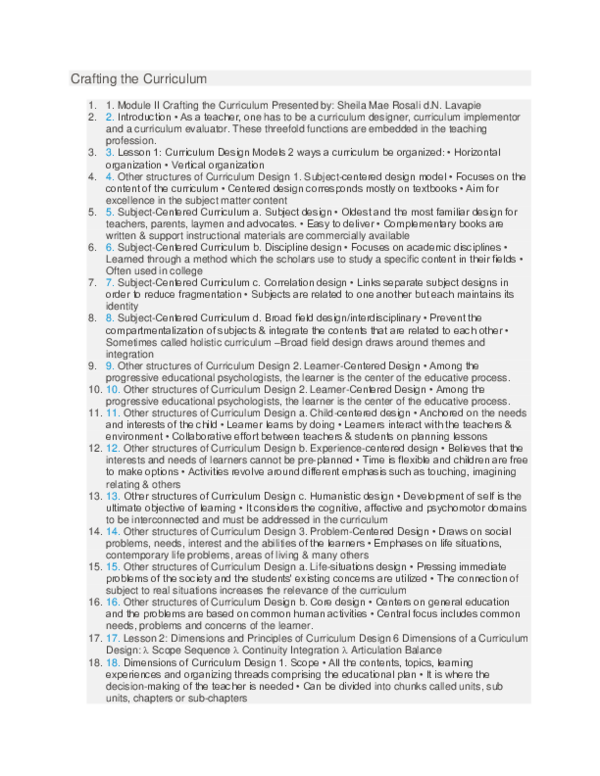 (DOC) Crafting the Curriculum