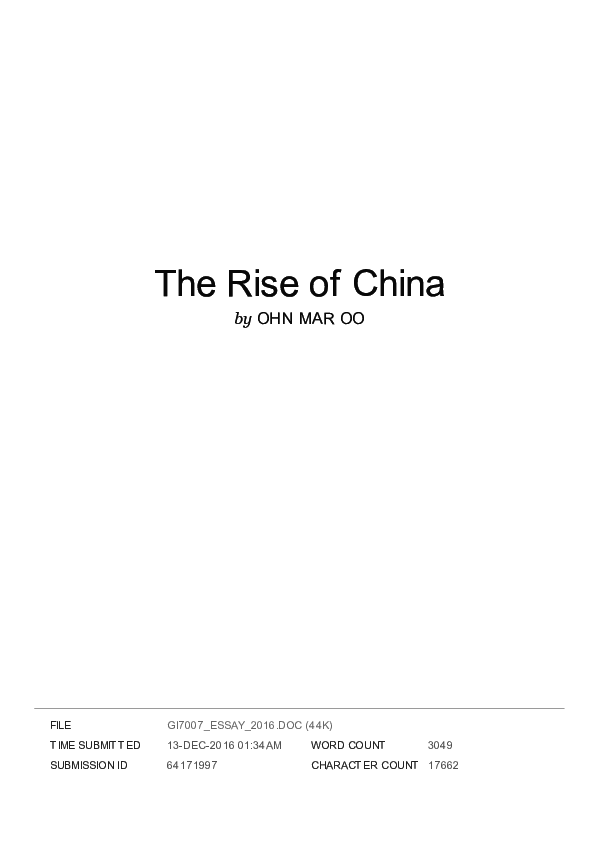 (PDF) The Rise of China