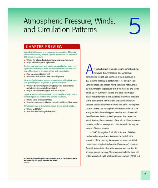 (PDF) Atmospheric Pressure, Winds, and Circulation Patterns