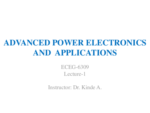 (PPT) CH 1 Advanced Power Electronics Applications