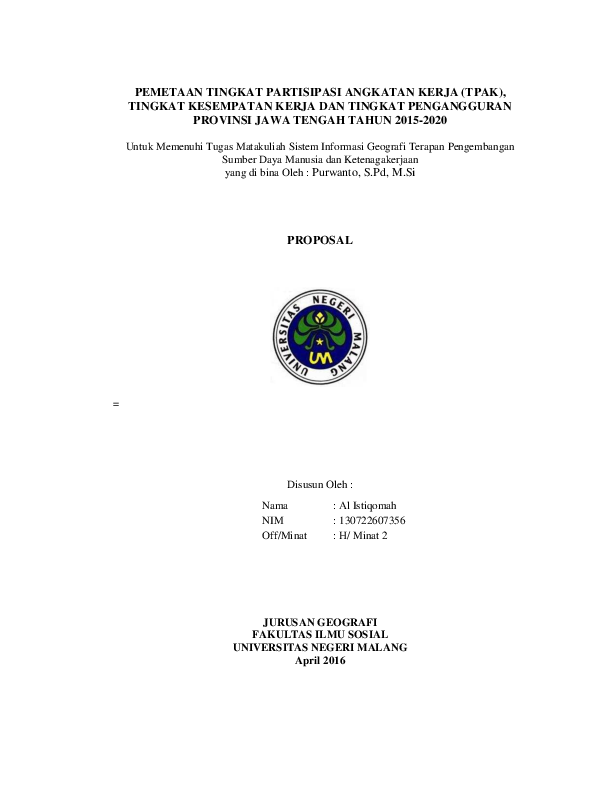 (PDF) PEMETAAN TINGKAT PARTISIPASI ANGKATAN KERJA (TPAK), TINGKAT ...