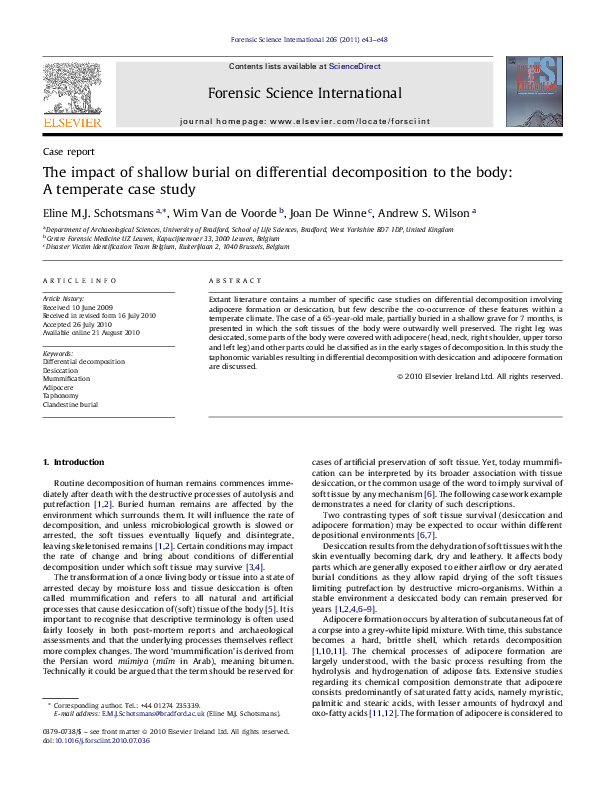 (PDF) The impact of shallow burial on differential decomposition to the ...