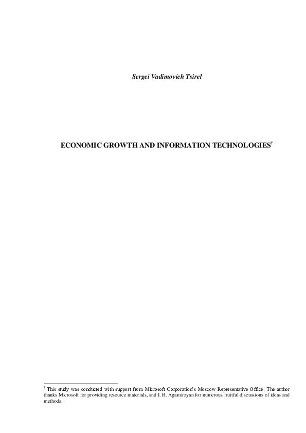 (PDF) ECONOMIC GROWTH AND INFORMATION TECHNOLOGIES - Comparative ...