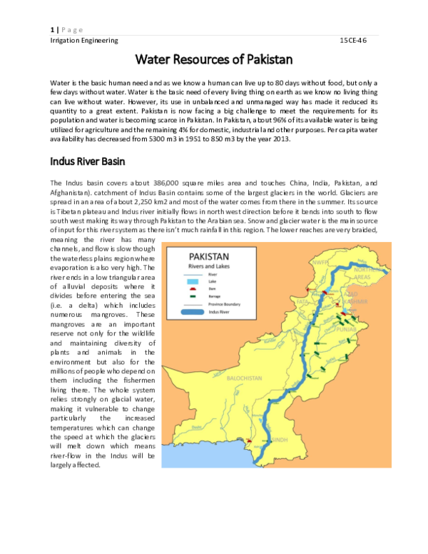 (DOC) Water Resources of Pakistan