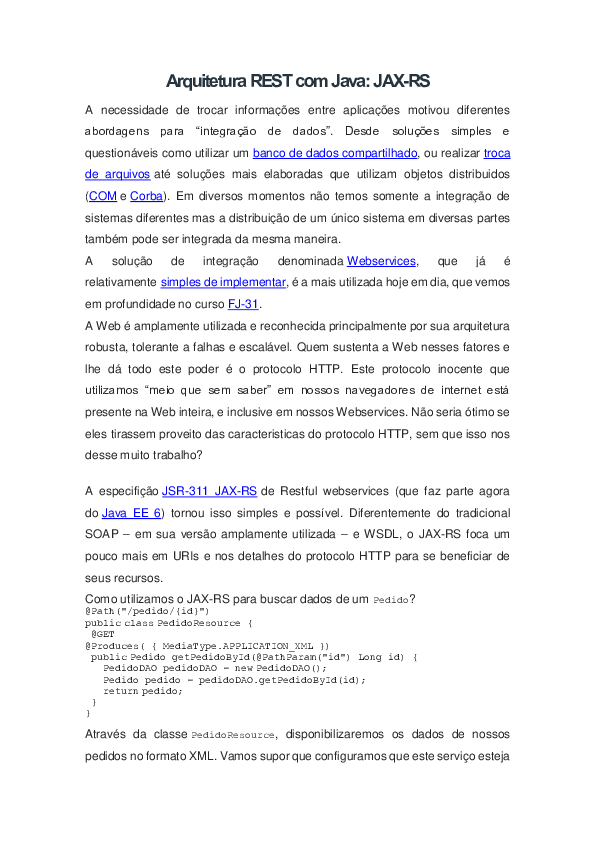 (PDF) Arquitetura REST com Java: JAX-RS