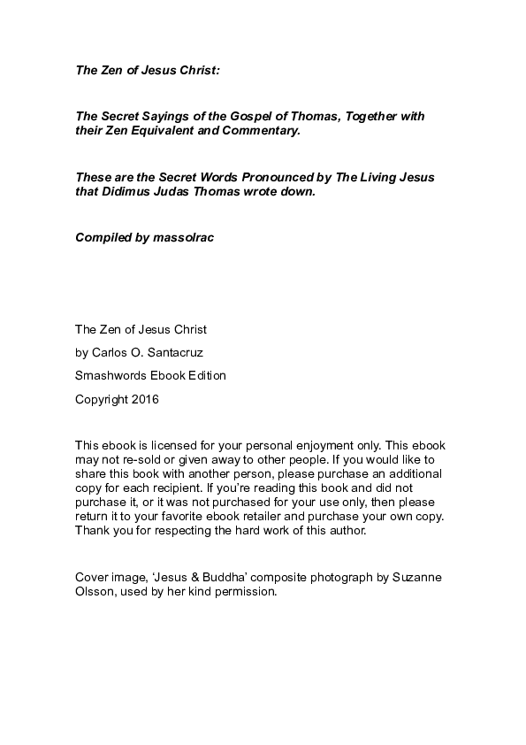 (DOC) The Zen of Jesus Christ: The Secret Sayings of the Gospel of ...