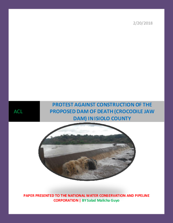 (DOC) PROTEST AGAINST CONSTRUCTION OF THE PROPOSED DAM OF DEATH ...