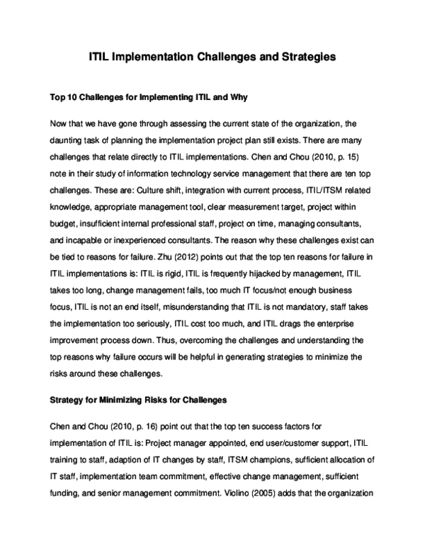 (DOC) ITIL Implementation Challenges and Strategies