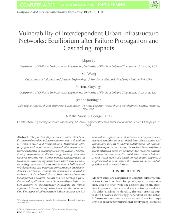 (PDF) Modeling Urban Infrastructure Vulnerability