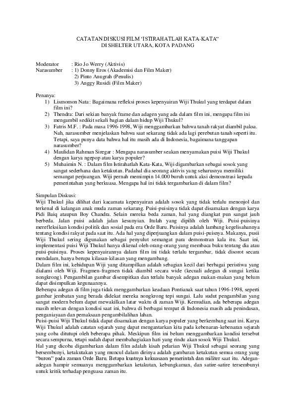 (DOC) CATATAN DISKUSI FILM