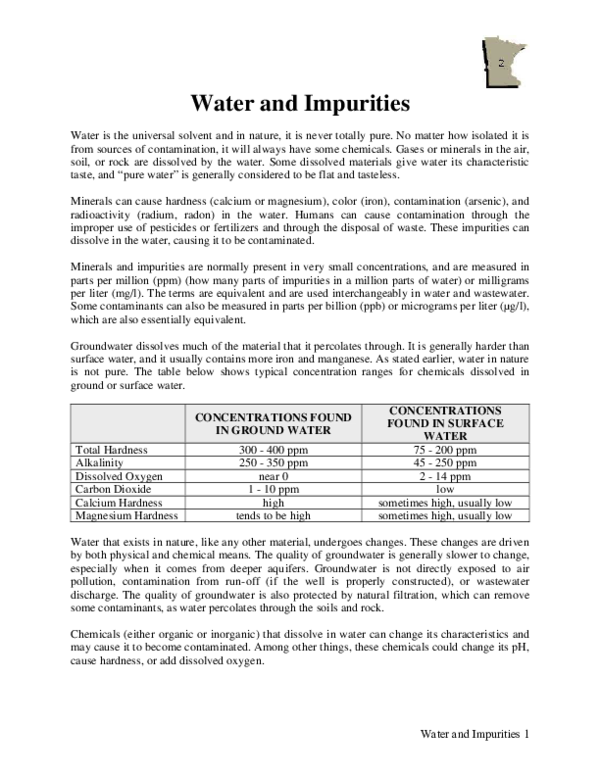 (PDF) Water and Impurities