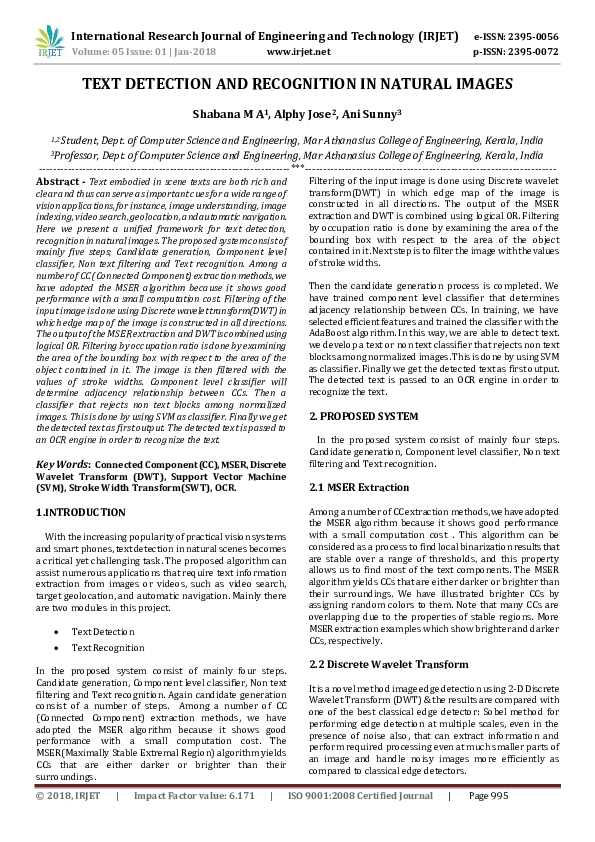 (PDF) TEXT DETECTION AND RECOGNITION IN NATURAL IMAGES