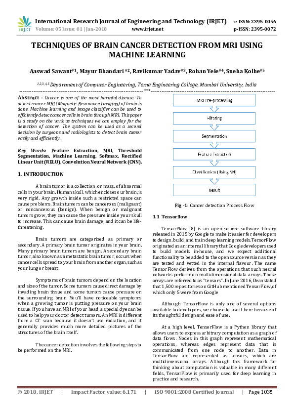 (PDF) TECHNIQUES OF BRAIN CANCER DETECTION FROM MRI USING MACHINE ...