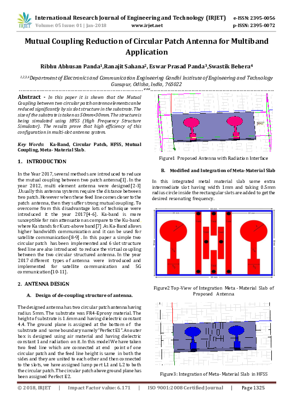 (PDF) Mutual Coupling Reduction of Circular Patch Antenna for Multiband Application