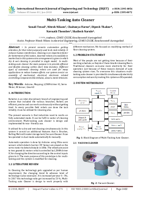 (PDF) Multi-Tasking Auto Cleaner