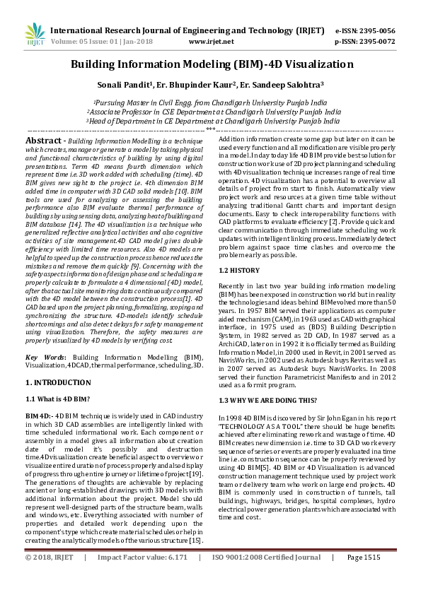 (PDF) Building Information Modeling (BIM)-4D Visualization