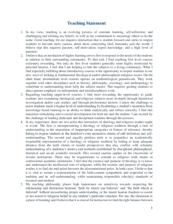 (DOC) Teaching Statement