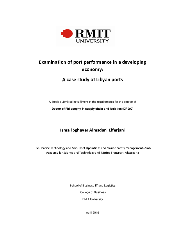 (PDF) Examination of port performance in a developing economy: A case ...