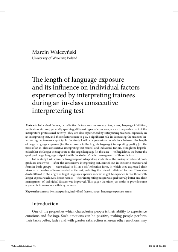 (PDF) The length of language exposure and its influence on individual ...