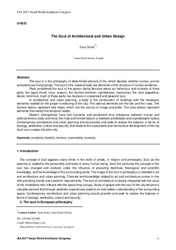 (PDF) The Soul of Architectural and Urban Design