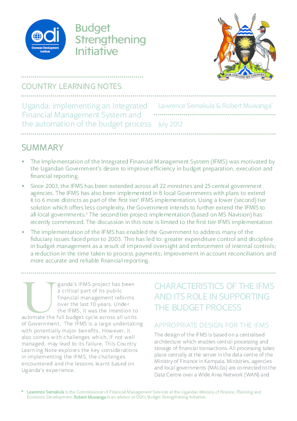 (PDF) CHARACTERISTICS OF THE IFMS AND ITS ROLE IN SUPPORTING THE BUDGET ...