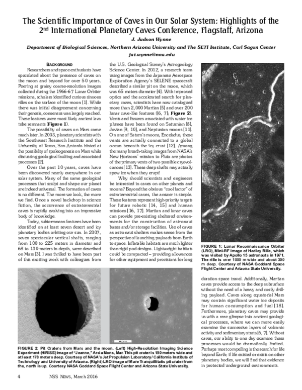 (PDF) The scientific importance of caves in our Solar System