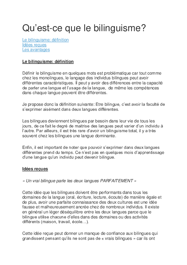 (DOC) Qu'est-ce que le bilinguisme