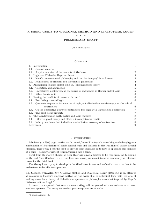 (PDF) A SHORT GUIDE TO " DIAGONAL METHOD AND DIALECTICAL LOGIC ...